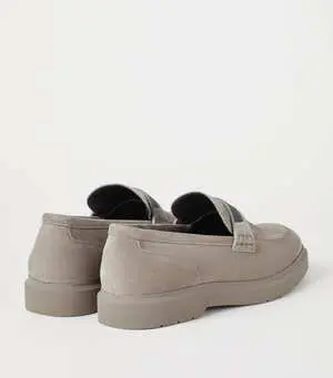 Brunello Cucinelli Suede Monili Penny Loafers - Beige