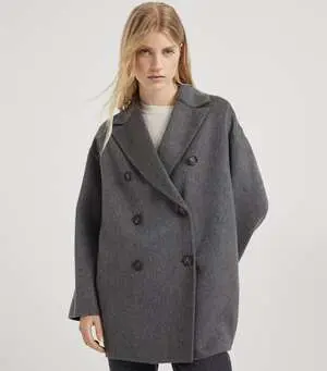 Brunello Cucinelli Cashmere Double-breasted Pea Coat - Grey