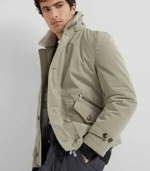 Brunello Cucinelli Water-resistant Jacket With Detachable Collar - Brown