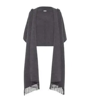 Brunello Cucinelli Wool-cashmere Hooded Scarf - Grey