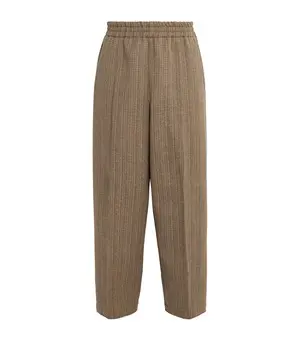 AMI Paris Wool-blend Wide-leg Trousers - Brown