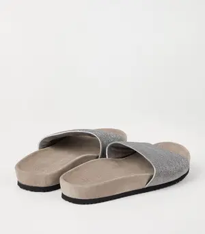 Brunello Cucinelli Suede Embellished Slides