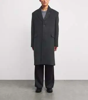 DOMREBEL Wool Overcoat With Exposed Stitching
