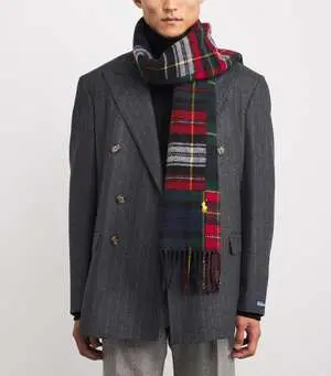 Polo Ralph Lauren Wool-blend Plaid Fringed Scarf - Red