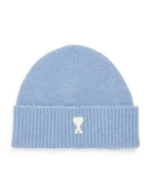 Ami Logo Alpaca Beanie - Blue