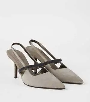 Brunello Cucinelli Suede Slingback Heels