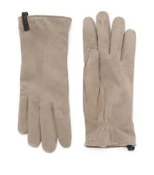 Brunello Cucinelli Suede Monili Gloves - Blue