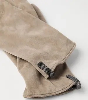 Brunello Cucinelli Suede Monili Gloves - Blue