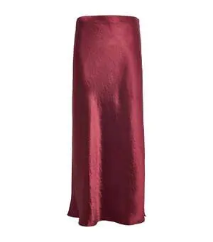 Vince Crinkled Satin Midi Skirt