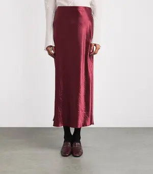 Vince Crinkled Satin Midi Skirt