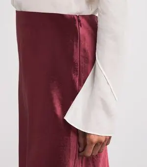 Vince Crinkled Satin Midi Skirt