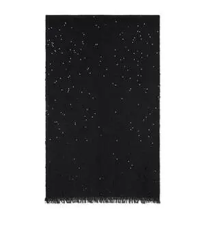 Brunello Cucinelli Cashmere-silk Diamond Yarn Sequin Scarf Black