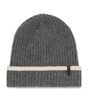 Brunello Cucinelli Cashmere Ribbed Beanie - Grey
