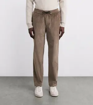 Sease Cotton-blend Corduroy Drawstring Trousers - Grey
