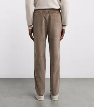 Sease Cotton-blend Corduroy Drawstring Trousers - Grey