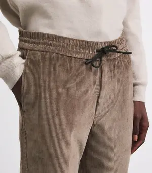 Sease Cotton-blend Corduroy Drawstring Trousers - Grey