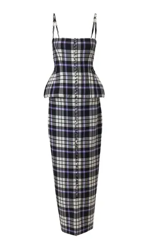 Carolina Herrera Carolina Herrera Plaid Stretch-Wool Midi Dress Plaid