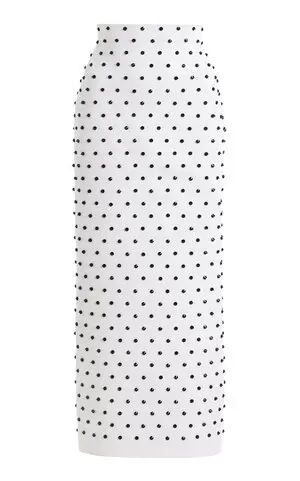 Carolina Herrera Beaded Knit Midi Pencil Skirt - Black,white