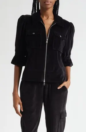 Cinq À Sept Holly Velour Zip-up Jacket