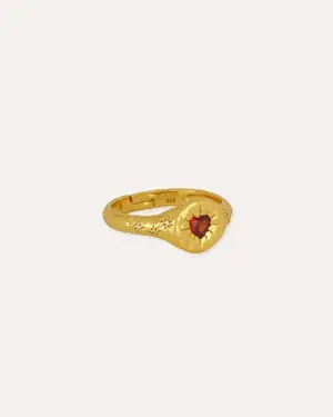 OTTOMAN HANDS Garnet Heart Ring - Gold