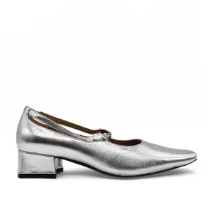 AMIE RAFA Manna Leather Pumps - Silver