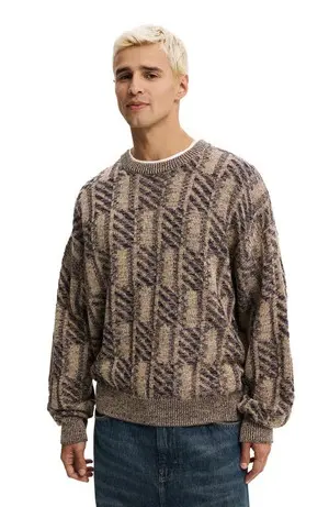 COTTON ON Garage Crew Knit - Choc Pattern