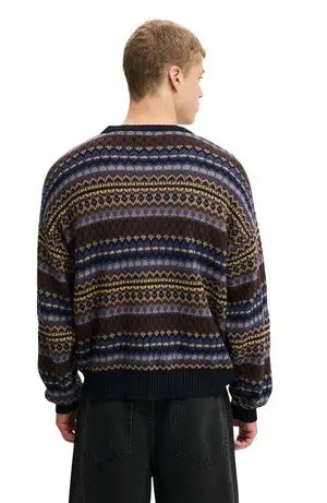 COTTON ON Garage Crew Knit - Navy Pattern