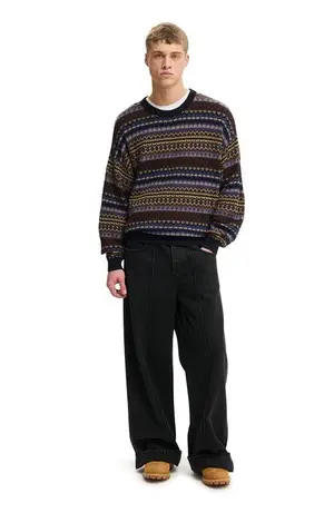COTTON ON Garage Crew Knit - Navy Pattern
