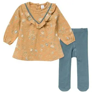 MODERN MOMENTS™ BY GERBER Ruffle Dress And Tights Set - Apple Cinnamon Floral