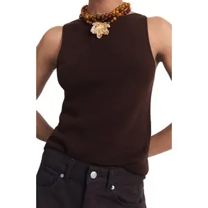Mango Fitted Knit Tank - Chocolate