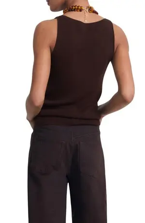 Mango Fitted Knit Tank - Chocolate