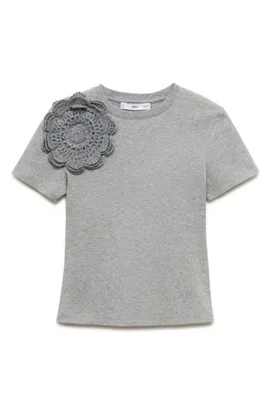 Mango 3d Flower Stretch Cotton T-shirt