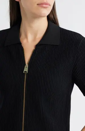 MAVI Front Zip Ribbed Sweater