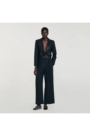 Sandro Cropped Blazer With Bow Detail