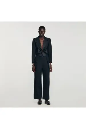 Sandro Cropped Blazer With Bow Detail