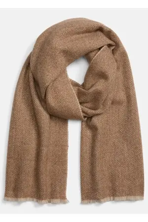 Vince Herringbone Cashmere Scarf - Natural
