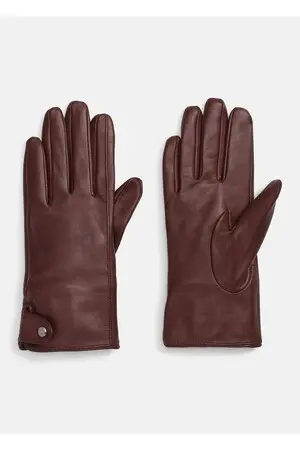 Vince Cashmere-lined Leather Snap Gloves - Natural