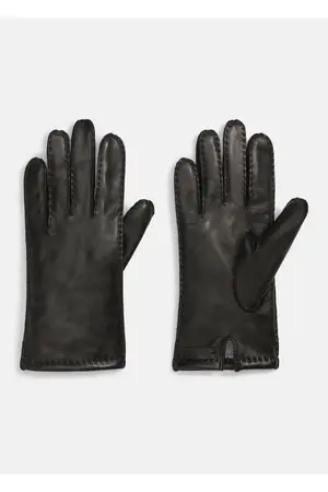 Vince Cashmere-lined Leather Driving Glove - Black