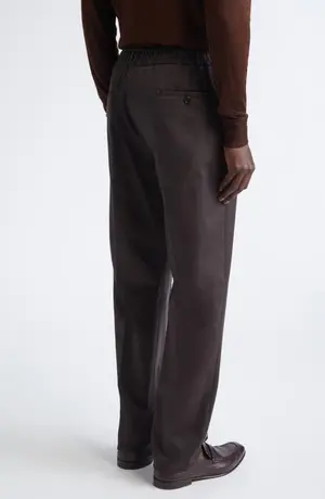 Isaia Stretch Cotton & Wool Pleated Trousers