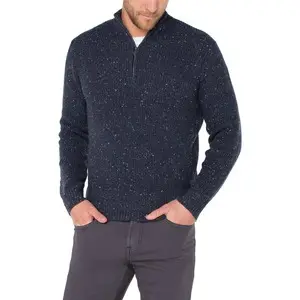 LIVERPOOL Quarter Zip Mock Neck Sweater - Indigo Blue