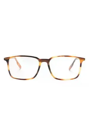 Zegna Tortoiseshell Square Frame Glasses - Brown