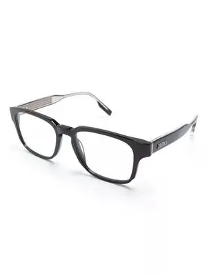 Zegna Logo Plaque Square Frame Glasses