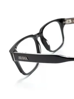 Zegna Logo Plaque Square Frame Glasses