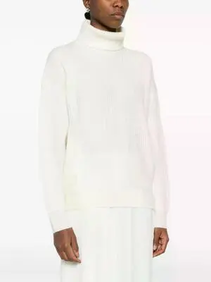 MADELEINE THOMPSON Turtleneck Ribbed Knit Sweater