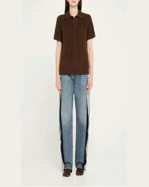 MAISON MARGIELA Short-sleeve Cable-knit Polo Shirt