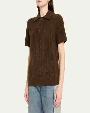 MAISON MARGIELA Short-sleeve Cable-knit Polo Shirt