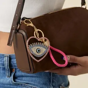 Jessica Simpson Evil Eye Heart Keychain With Pink Strap