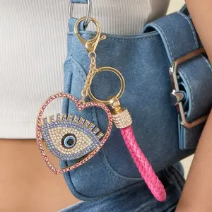 Jessica Simpson Evil Eye Heart Keychain With Pink Strap
