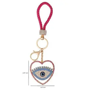 Jessica Simpson Evil Eye Heart Keychain With Pink Strap
