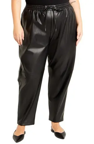 City Chic Mia Faux Leather Straight Leg Pants